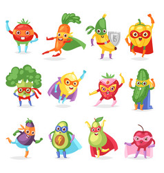 Superhero fruits fruity cartoon character Vector Image