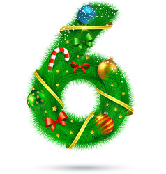 Fir tree decorative number Royalty Free Vector Image