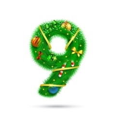 Fir tree decorative number Royalty Free Vector Image