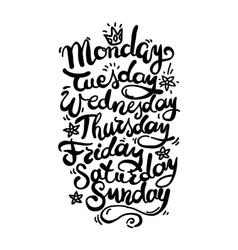 Hand lettering weekday names on white Royalty Free Vector