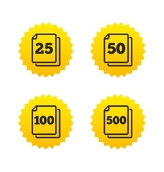 In pack sheets icons quantity per package Vector Image