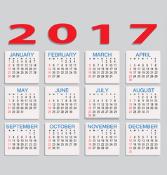 2017 calendar Royalty Free Vector Image - VectorStock