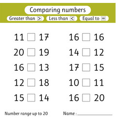 Comparing numbers less than greater than equal Vector Image