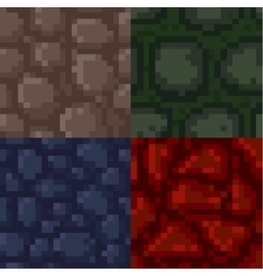 Set pixel stone textures Royalty Free Vector Image
