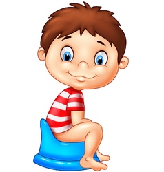 Little boy sitting on the toilet Royalty Free Vector Image