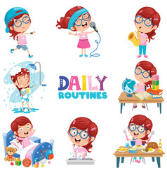 Kids daily routine Royalty Free Vector Image - VectorStock