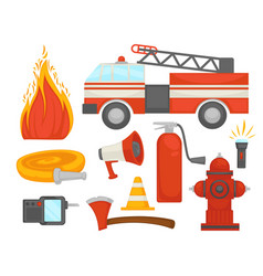 Cartoon firefighter extinguishes a fire Royalty Free Vector