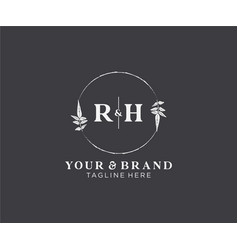 Initial rh letters floral frames botanical Vector Image