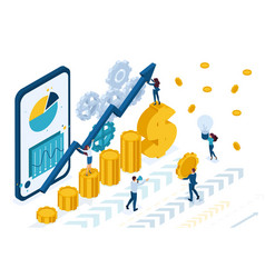 Isometric investment growth investors carry money Vector Image