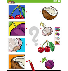 Match cartoon food objects and clippings Vector Image