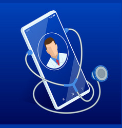 Online medical service call a doctor using and Vector Image