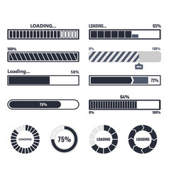 Loading bar icons load progress indicator Vector Image