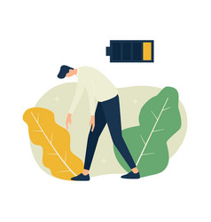 Tired man concept no energy low battery Royalty Free Vector