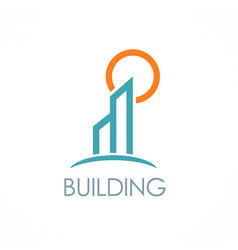 Real estate houses and sun logo Royalty Free Vector Image