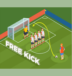 Free kick isometric background Royalty Free Vector Image