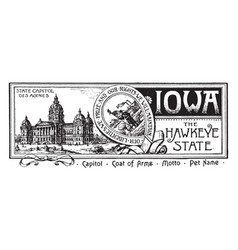 State banner iowa hawkeye state vintage Royalty Free Vector