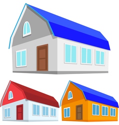 House painted red with blue roof Royalty Free Vector Image