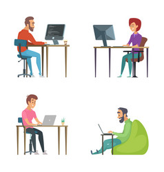 Professional programmers at work of Royalty Free Vector