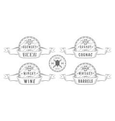 Set wooden casks badges and cooperage logo Vector Image