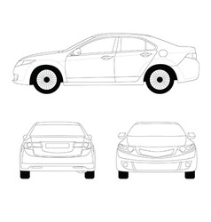 Large sport sedan line art Royalty Free Vector Image