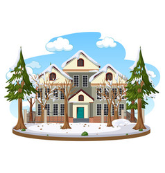 House covered with snow on white background Vector Image