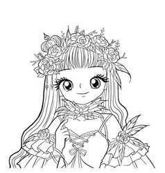 Coloring page princess kawaii style cute anime Vector Image