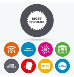 Most popular star icon most watched symbol Vector Image