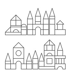 Colorful blocks toy building tower castle house Vector Image