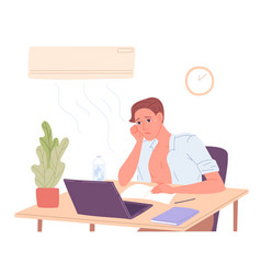 Cartoon man in hot weather Royalty Free Vector Image