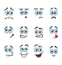 Blue eyes in different emotions Royalty Free Vector Image
