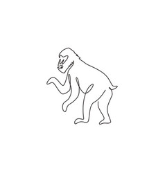 One single line drawing cute monkey Royalty Free Vector