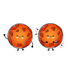 Sad suffering sick cute brain character Royalty Free Vector