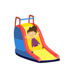 Boys and girl riding down the water slide Vector Image