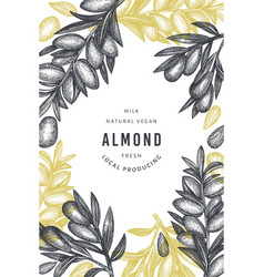 Hand drawn sketch almond design template organic Vector Image