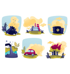 Set images air pollution sources Royalty Free Vector Image