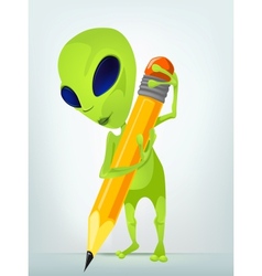 Cartoon book reading alien Royalty Free Vector Image