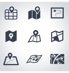 Black map icons set Royalty Free Vector Image - VectorStock