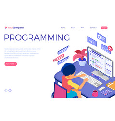 Isometric developing programming and coding Vector Image