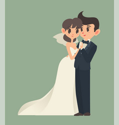 Bride and groom cartoon character Royalty Free Vector Image