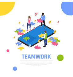 Teamwork collaboration isometric composition Vector Image