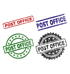 Grunge textured post office seal stamps Royalty Free Vector