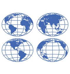 Front view of planet earth globe grid meridians Vector Image