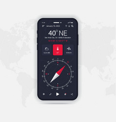 Compass app ui ux gui concept map gps Royalty Free Vector