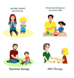 Set with main methods autism correction Royalty Free Vector
