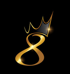 Gold monogram crown logo initial letter n Vector Image