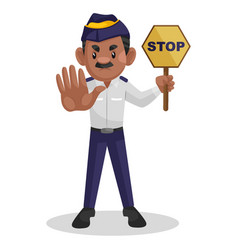 Cartoon police officer policeman stop crime Vector Image
