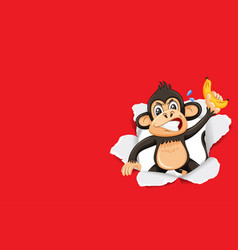 Background template design with wild monkey Vector Image