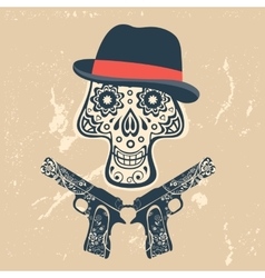 Sugar skull on grunge background Royalty Free Vector Image