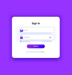 Login form page with blurred background web site Vector Image