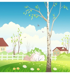 Rural spring scene Royalty Free Vector Image - VectorStock